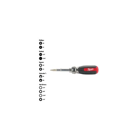MILWAUKEE 13in1 Cushion Grip Screwdriver w/Schrader Bit (48-22-2881) | Zoro