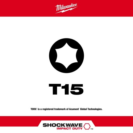 Milwaukee Tool 6 in. TORX T15 SHOCKWAVE Impact Duty Power Bit (10 pk ...