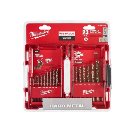 MILWAUKEE 23 Pc RED HELIX Cobalt Drill Bit Set (48-89-2338) | Zoro