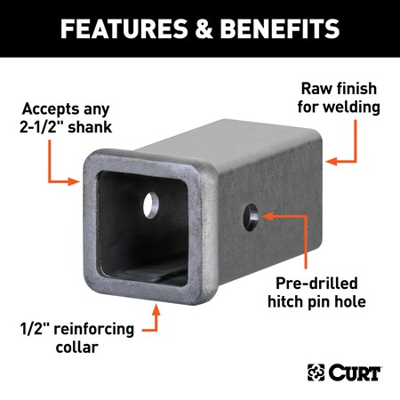 Curt Raw Steel Receiver Tubing, 49516 49516 | Zoro