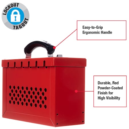 Master Lock Lockout Tagout Portable Group Lock Box, Steel, Hinged, 12 ...