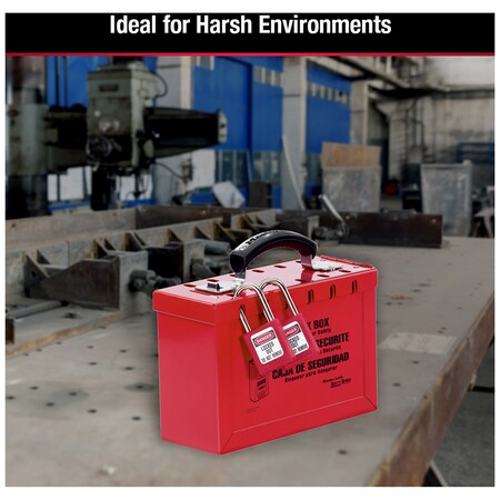 Master Lock Lockout Tagout Portable Group Lock Box, Steel, Hinged, 12 ...