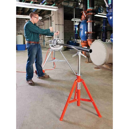 Ridgid V-Head Pipe Stand, 2,500 lb Max Load Capacity, Adj Leg, 52 in ...