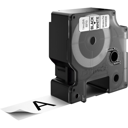 Dymo Adhesive Label Tape Cartridge 1" x 23 ft., Black/White 53713 | Zoro