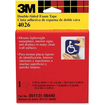 3M Double Coated Tape, Foam, Off White, PK12 4026 | Zoro