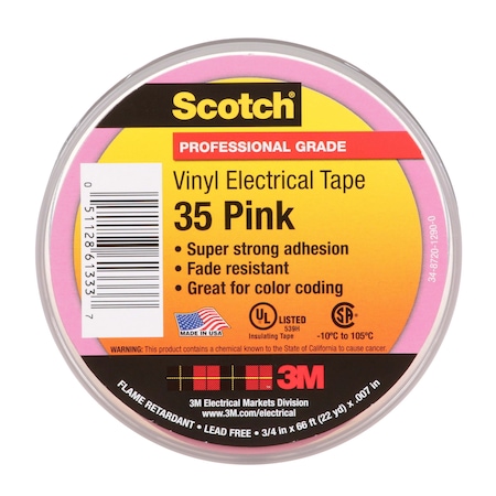 3M Vinyl Electrical Tape, 35, Scotch, 3/4 in W x 66 ft L, 7 mil thick ...