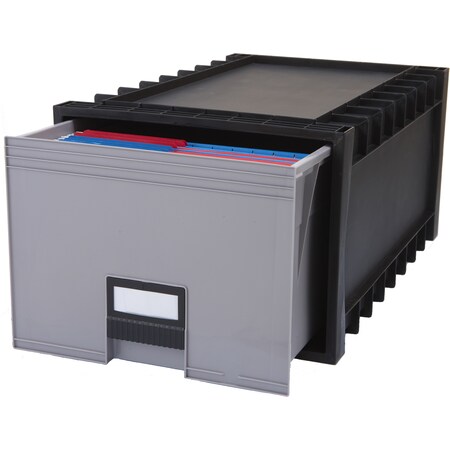 Storex Archive Storage Box, Plastic, Black, 11 3/8 in H, 15 1/8 in W ...