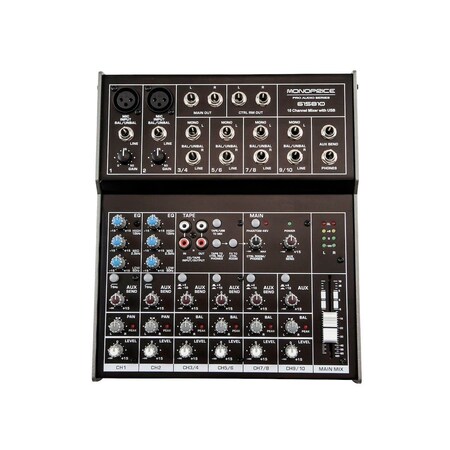 Monoprice Mixer, Usb, 10 Channel 615810 | Zoro