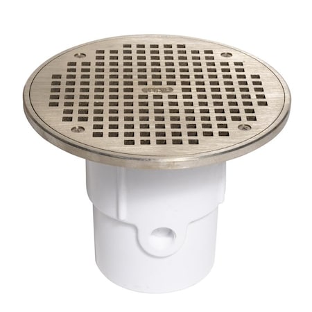 Oatey Round Adjustable Drain, PVC, Nickel, 3" or 4", Pipe or Hub 72357 ...
