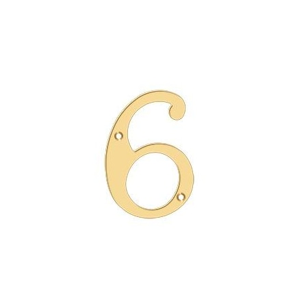 Deltana Numbers, Solid Brass Lifetime Brass 4" RN4-6 | Zoro