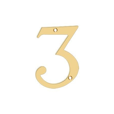 Deltana Numbers, Solid Brass Lifetime Brass 6" RN6-3 | Zoro
