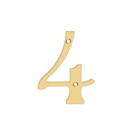 Deltana Numbers, Solid Brass Lifetime Brass 6" RN6-4 | Zoro