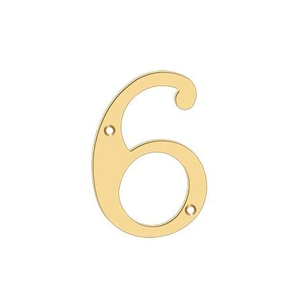 Deltana Numbers, Solid Brass Lifetime Brass 6" RN6-6 | Zoro