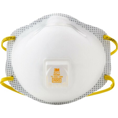 3M N95 Disposable White Particulate Respirator w/ Valve 10pk. 8211 | Zoro