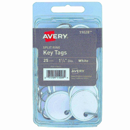 Avery Metal Rim Key Tags, 1-1/4" Diamete, PK25 11028 | Zoro