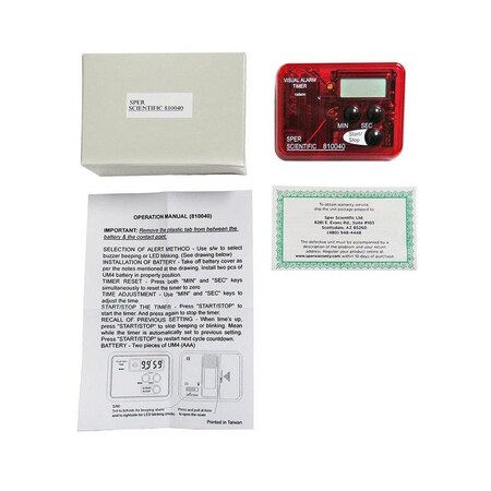 Sper Scientific Visual Alarm Timer 99 Hours N 99 Minutes 810041 | Zoro