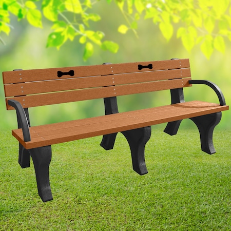 Dogipark Backed Dog Bones Poly Bench, 6 Ft., Black 7713-BC BONES | Zoro