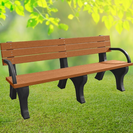Dogipark Backed Poly Bench, 6 Ft., Black and Cedar 7713-BC | Zoro