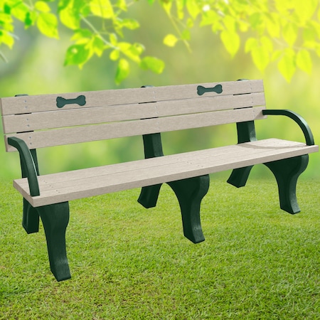 Dogipark Backed Dog Bones Poly Bench, 6 Ft., Green 7713-GS-BONES | Zoro