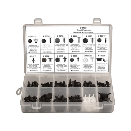 Zoro Select Cowl Fastener Retainer Assortment, 168 Pc 8182 | Zoro