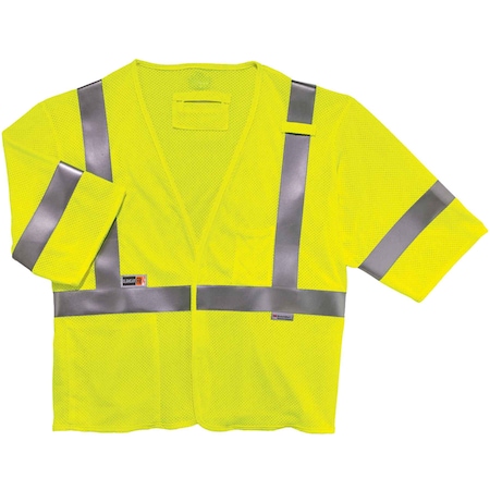 Ergodyne Hi-Vis FR Safety Vest w/Sleeves L Class 3 U Back, , Hook ...