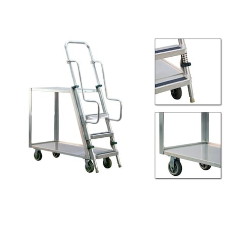 New Age Industrial Ladder Cart, 22Wx69.5Hx51.5L, 2 Shelves 99640 | Zoro