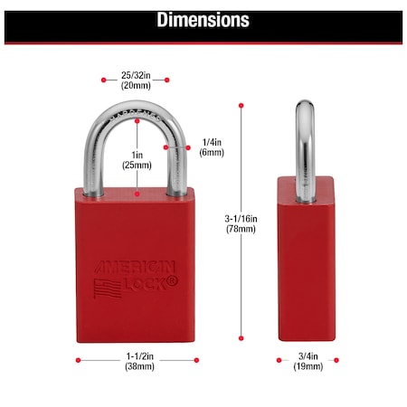 American Lock Anodized Aluminum Safety Padlock, Keyed Different, 1-1/2 ...