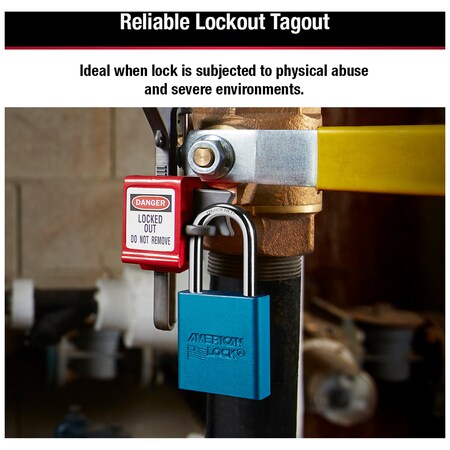 American Lock Lockout Padlock, Keyed Different, Anodized Aluminum, 1 1/ ...