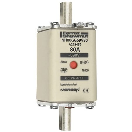 MERSEN 80A, 690V AC, gG, IEC NH Fuse Link, A22 series - A228459