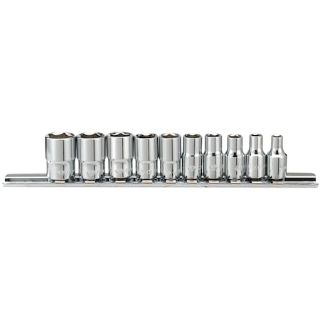 KT PRO TOOLS 1/4" Socket Set, SAE, 10 Piece, - A2501SR