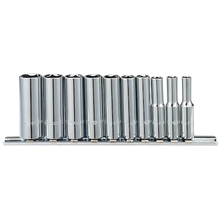 KT PRO TOOLS 1/4" Socket Set, Metric, 10 Piece, - A2502MR