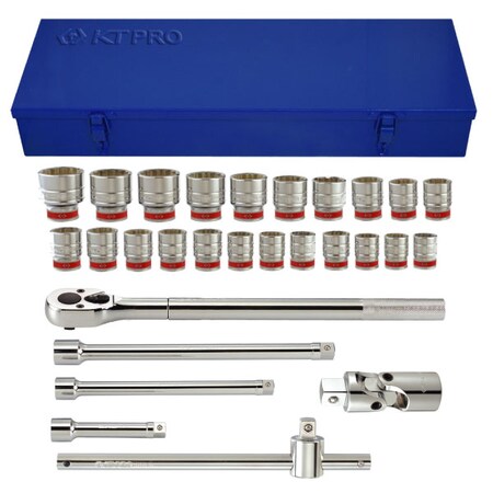 KT PRO TOOLS 3/4" Socket Set, SAE, 28 Piece, - A6002SR