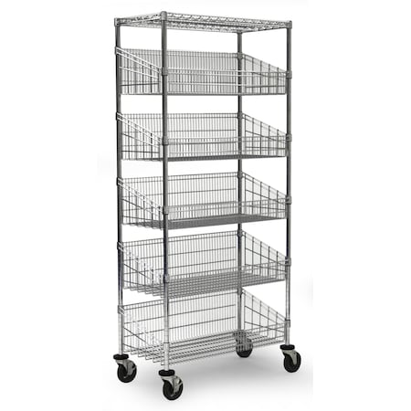 Technibilt Shelving Systems Basket Unit, w/Casters, 4 Baskets, 18x36x69 ...