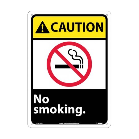 Nmc Caution - No smoking., Size (in.): 10 x 14, Aluminum sign CGA3AB | Zoro