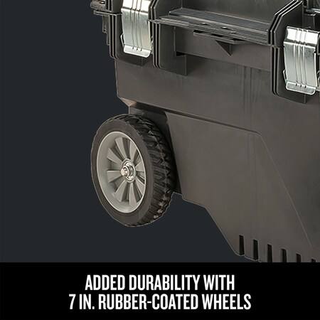 Craftsman Wheeled Tool Box, Plastic, Black, 29 in W x 20 in D x 16-3/4 ...