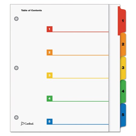 Cardinal Extra Wide Table of Cont. Divider, 5-Tab 61318 | Zoro