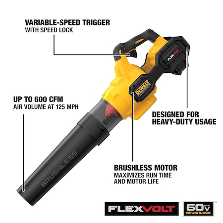 Dewalt 60V MAX* FLEXVOLT(R) Brushless Handheld Axial Blower DCBL772X1 ...
