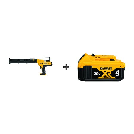 Dewalt Caulk Gun, 20V DC, 29 oz, Battery DCE570B/DCB204 | Zoro