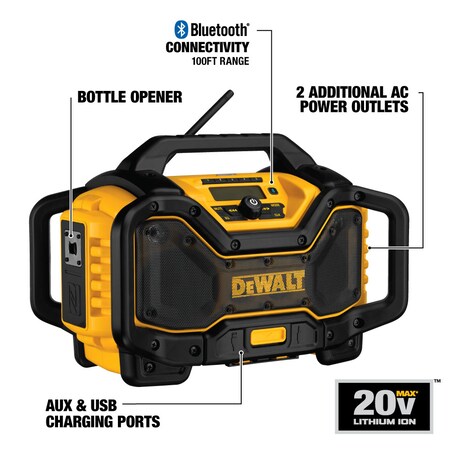Dewalt FLEXVOLT Jobsite Charger Radio, Bare tool DCR025 | Zoro