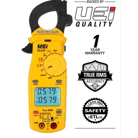 Uei Test Instruments True-RMS Dual Display 600A Clamp Meter w, Backlit ...