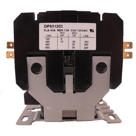 Supco Contactor, 60A, 120V, 3 Pole DP601203 | Zoro