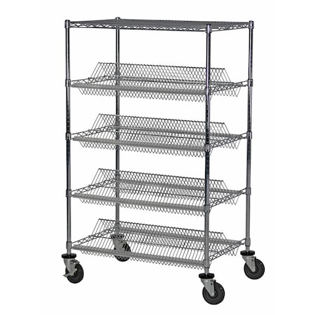 Technibilt Shelving Systems Dbl-Sided Sloped Shelf (4) Cart, 24x24x69 ...