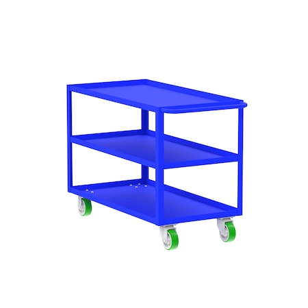 Valley Craft Utility Cart, Blue, Three Shelf, 24x48 F89221BUPY | Zoro