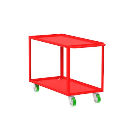 Valley Craft Utility Cart, Two Shelf, 24x48", Red, w/Po F89225RDPY | Zoro