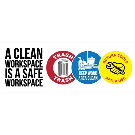 Visual Workplace Lean Banner, 13 oz., 3 ft.x8 ft., Clean 60-45-3696 ...