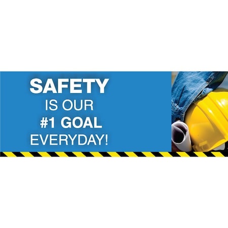 Visual Workplace Safety Banner, 13 oz., 3 ft.x8 ft., Safety #1 60-45 ...