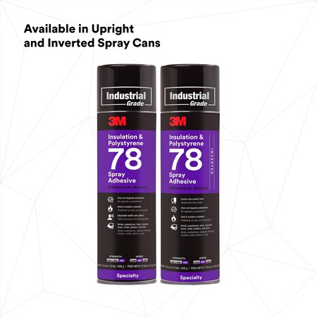 3M Spray Adhesive, 78 Series, Clear, 17.9 oz, Aerosol Can 78 | Zoro