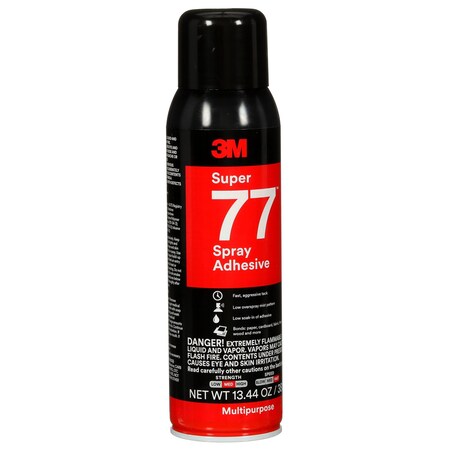 3M Spray Adhesive, 13.44 fl oz, Aerosol Can, Clear, Super 77 7010366503 ...