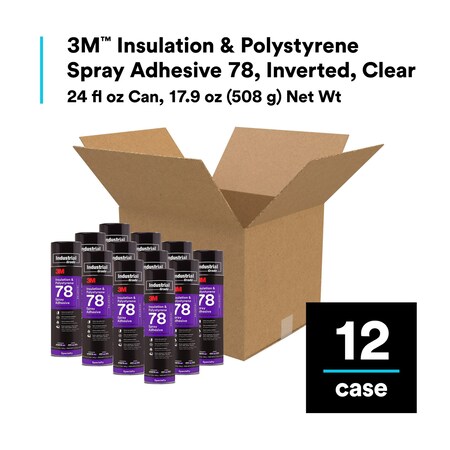 3M Spray Adhesive, 78 Inverted Can Series, Clear, 17.9 oz, Aerosol Can ...