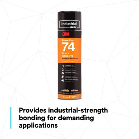 3M Spray Adhesive, Foam Fast 74 Series, Orange, 16.9 oz, Aerosol Can ...